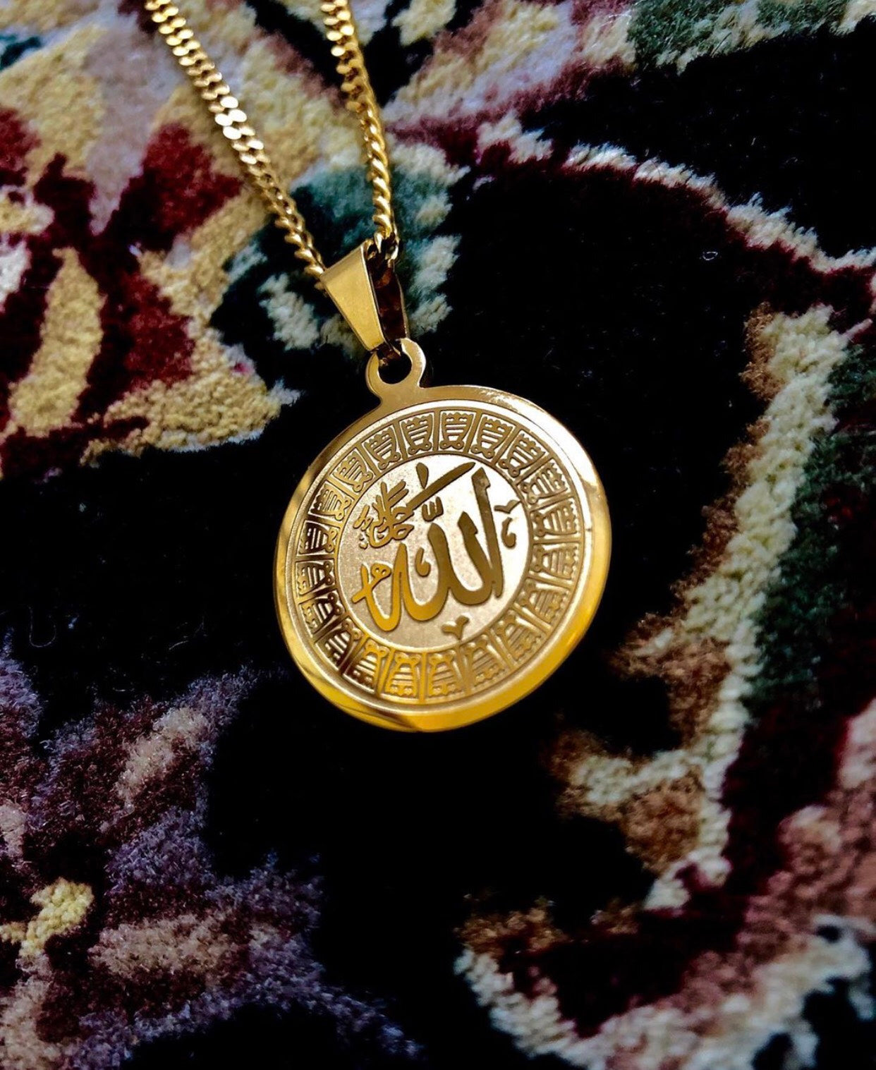 Allah Medallion Gold Necklace | Islamic Arabic Jewelry For Men & Women ...