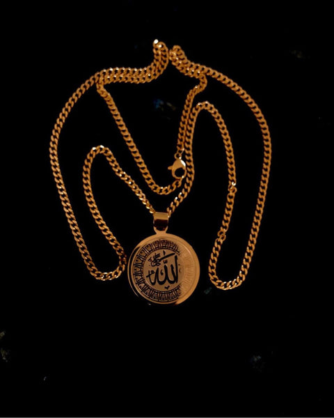 Allah Medallion Gold Necklace | Islamic Arabic Jewelry For Men & Women ...